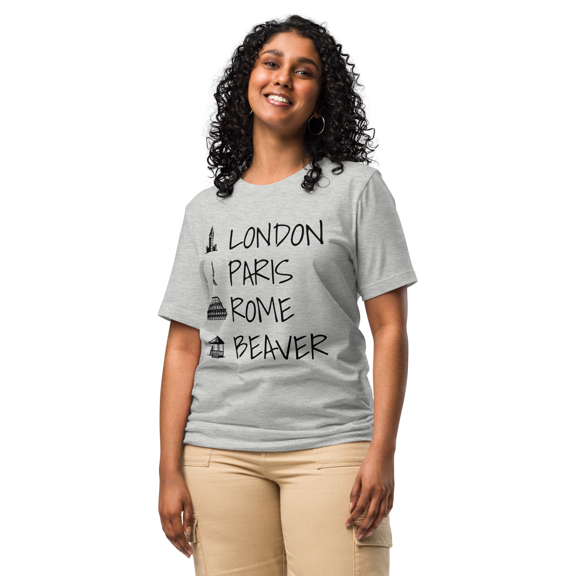 London Paris Rome Beaver T-Shirt V1 Black - Shirley Shoppe